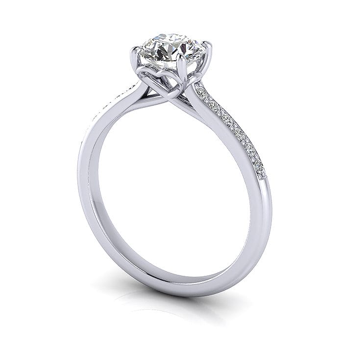 Round Brilliant Solitaire Accent Diamond Ring Platinum RSA1 | PD