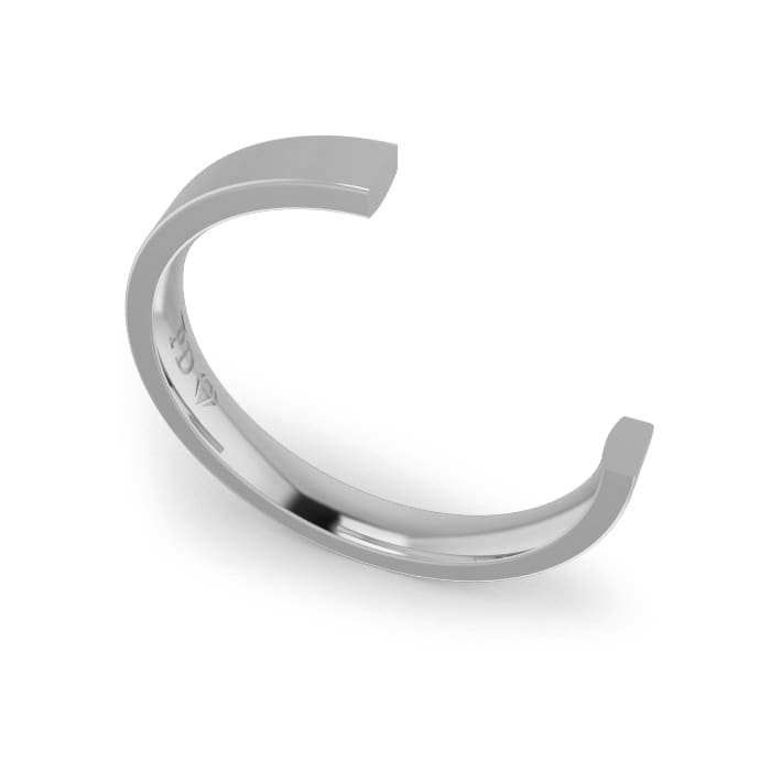 White Gold Ladies Flat Wedding Ring | PD NZ