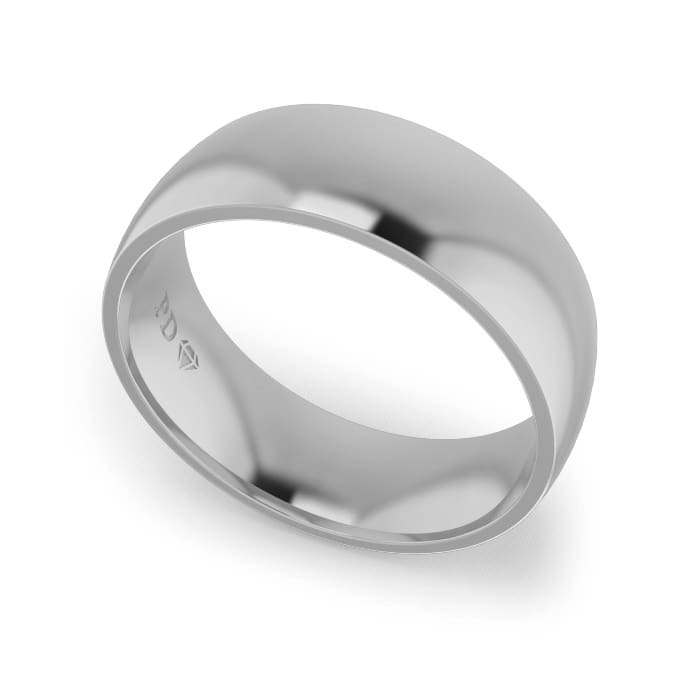 White Gold Gents Quarter Round Wedding Ring | PD NZ