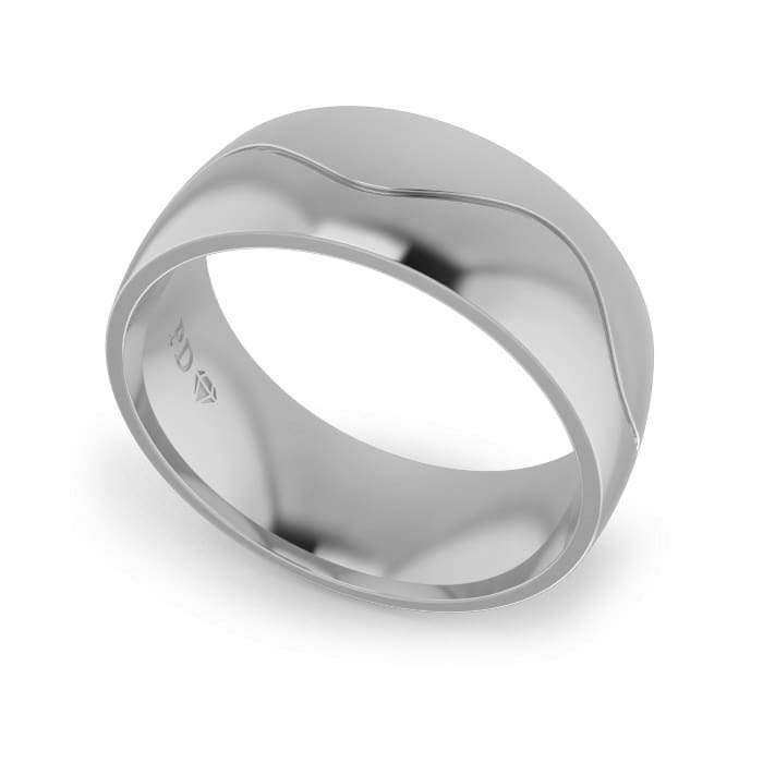 White Gold Gents Wave Wedding Ring