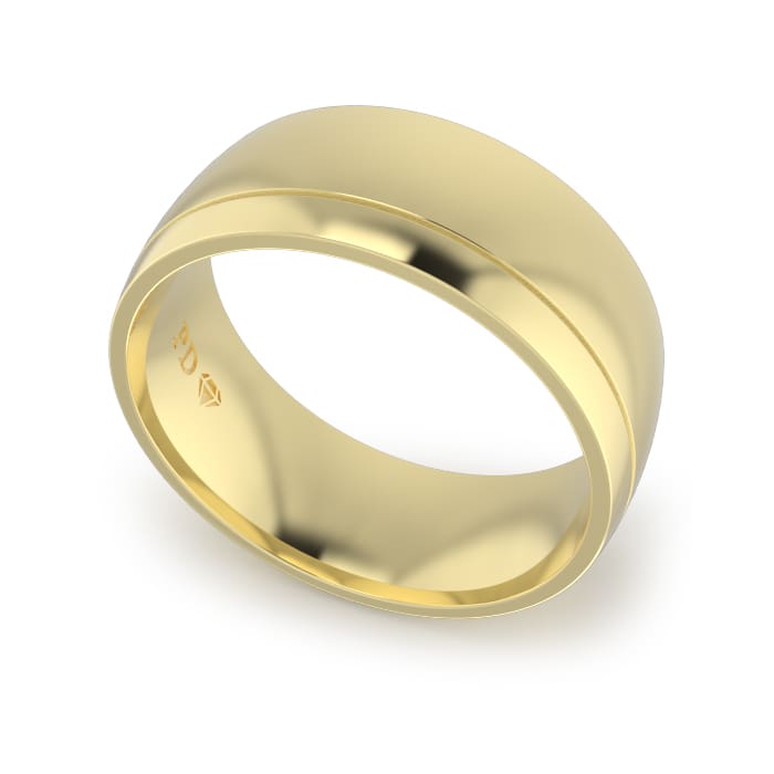 Yellow Gold Gents Single Groove Wedding Ring | PD NZ