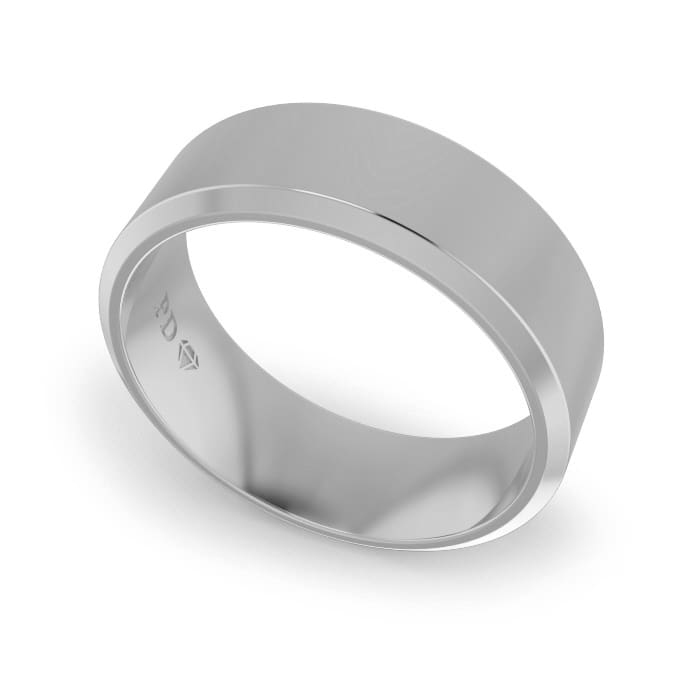 White Gold Gents Bevelled Wedding Ring | PD NZ