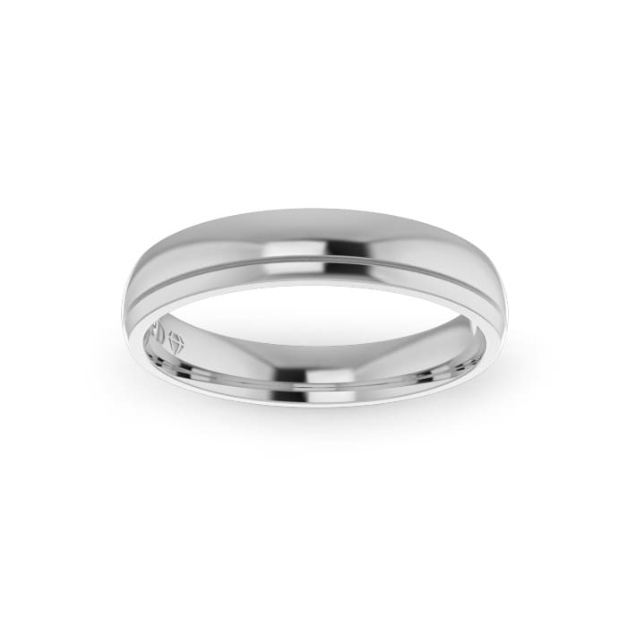 White Gold Gents Single Groove Wedding Ring | PD NZ