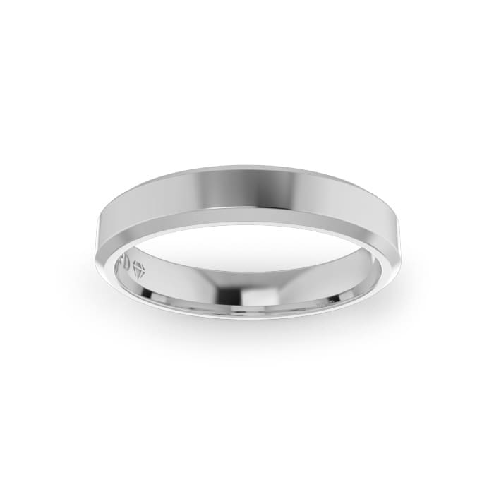 White Gold Gents Bevelled Wedding Ring | PD NZ