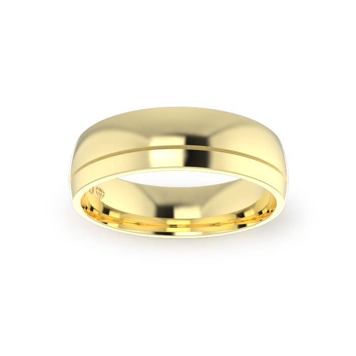 Yellow Gold Gents Single Groove Wedding Ring | PD NZ